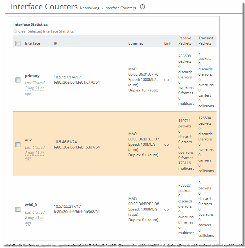Viewing interface counter reports