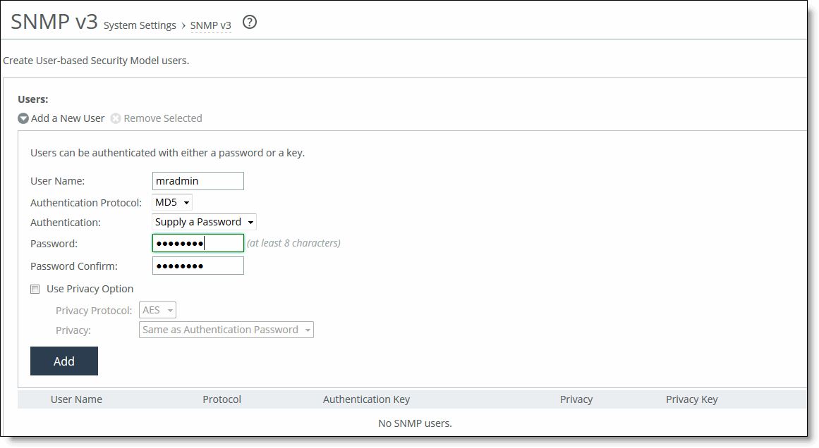 SNMP authentication and access control