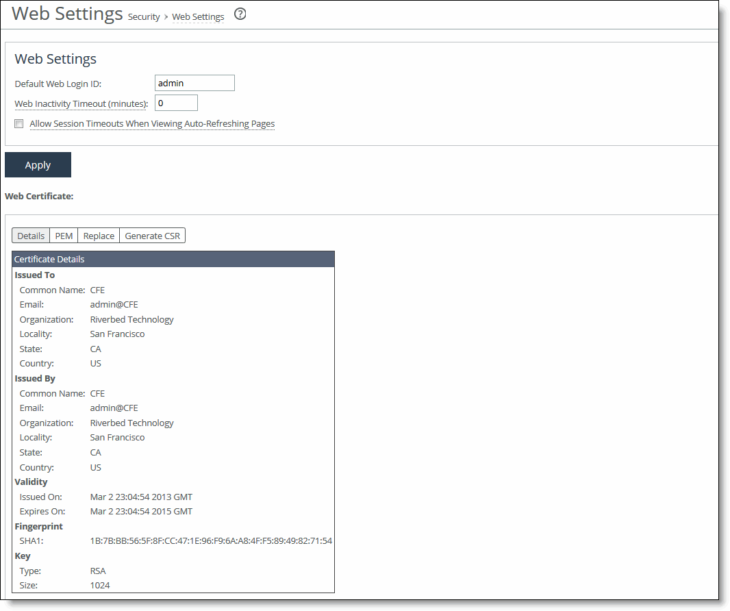 Configuring web settings
