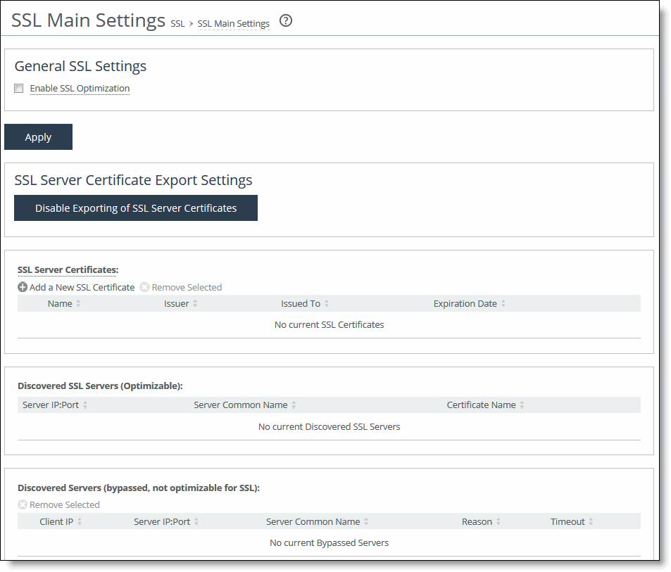 Configuring SSL main settings