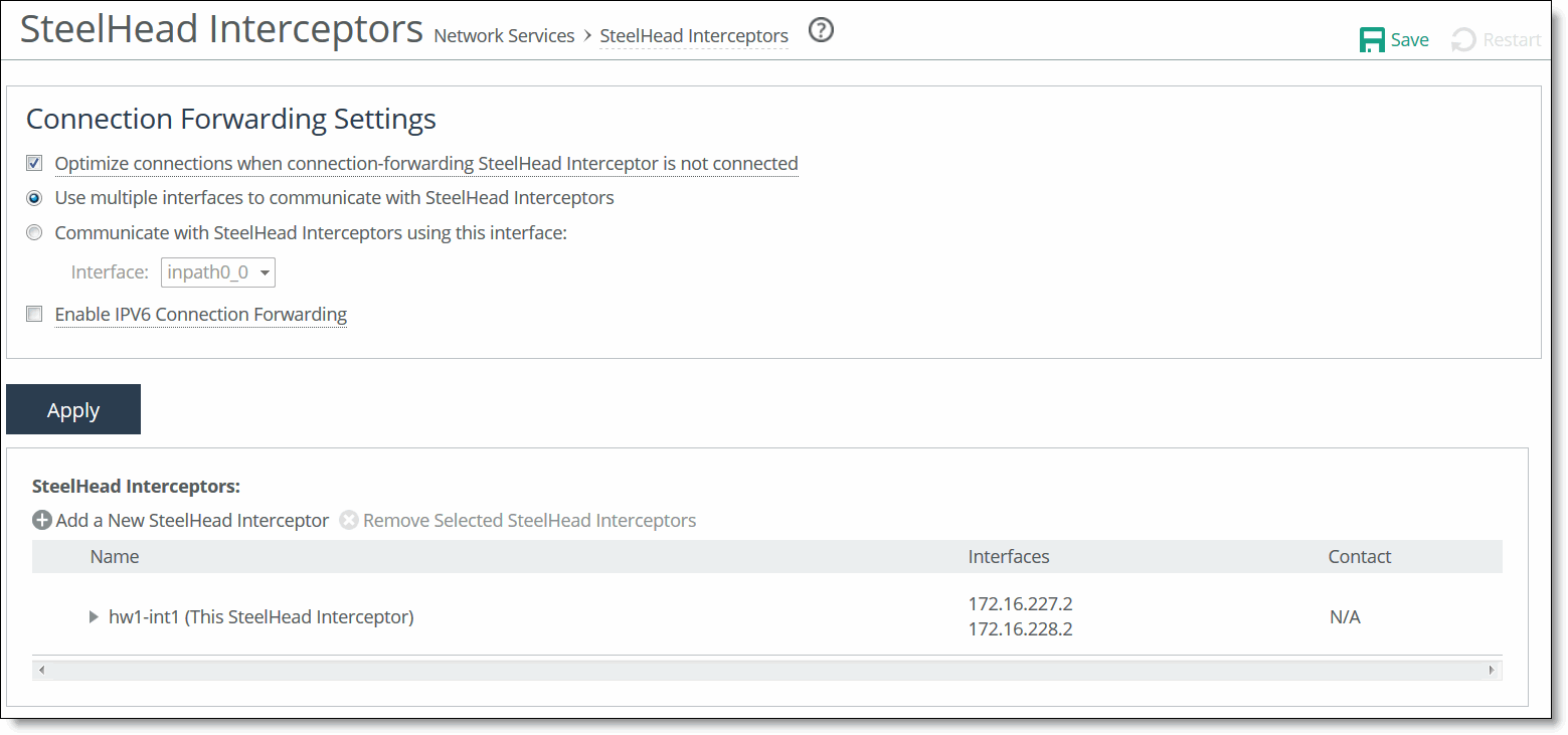 Configuring Interceptor-to-Interceptor communication