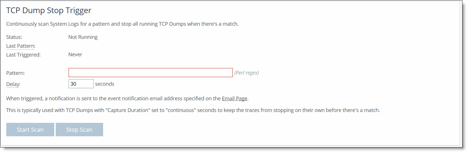 Capturing and uploading TCP dump files