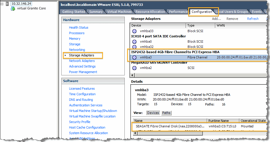 Deploying Fibre Channel LUNs on Core-v Appliances