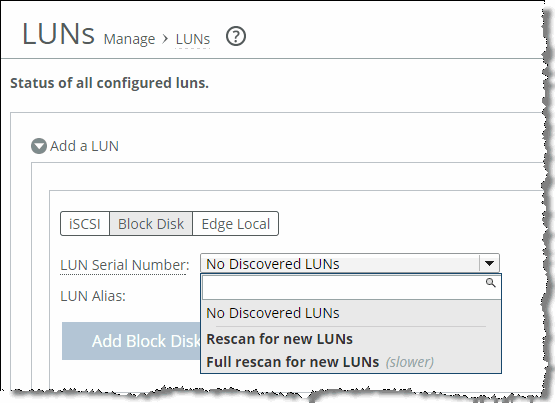 Deploying Fibre Channel LUNs on Core-v Appliances