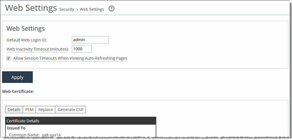 Configuring web settings