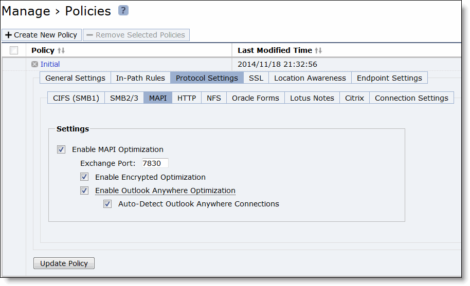 Configuring In-Path Optimization Rules for Policies
