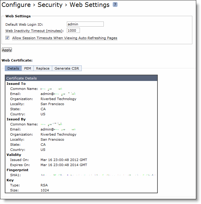 Configuring Web Settings