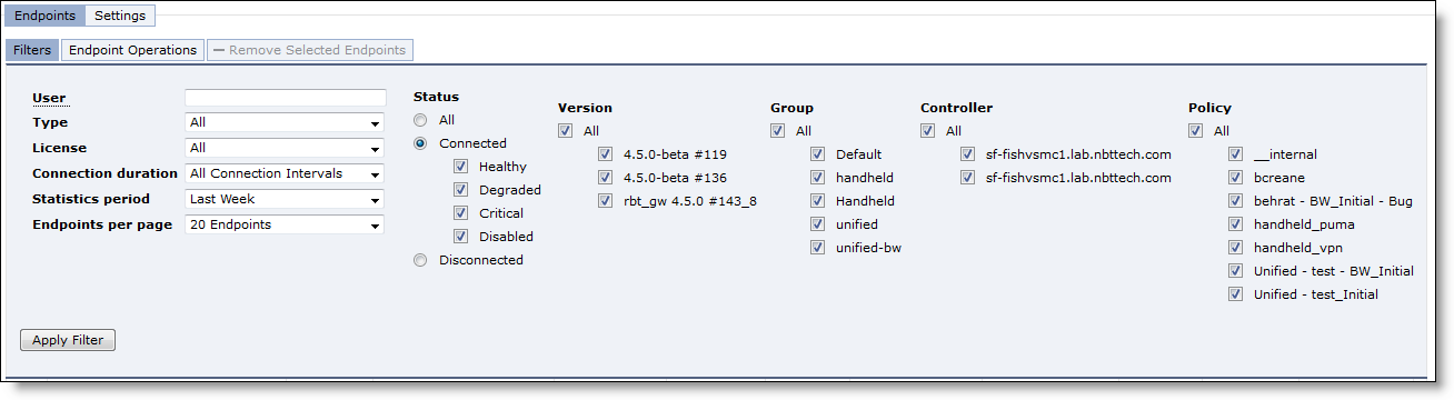 Viewing Endpoint Reports