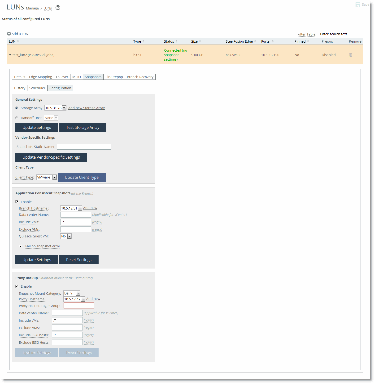 Configuring proxy backup for a LUN