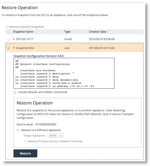Backing Up and Restoring an Appliance