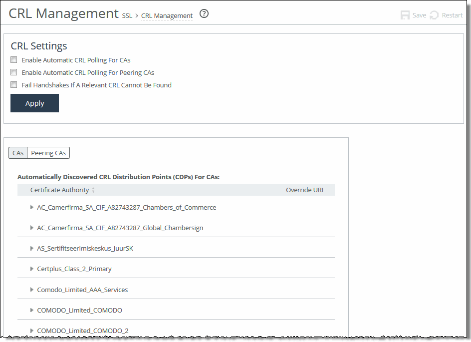 Configuring CRL management