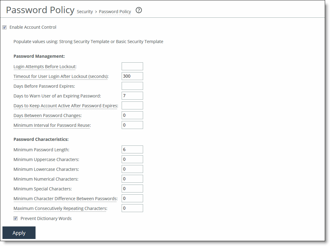 Managing Password Policy