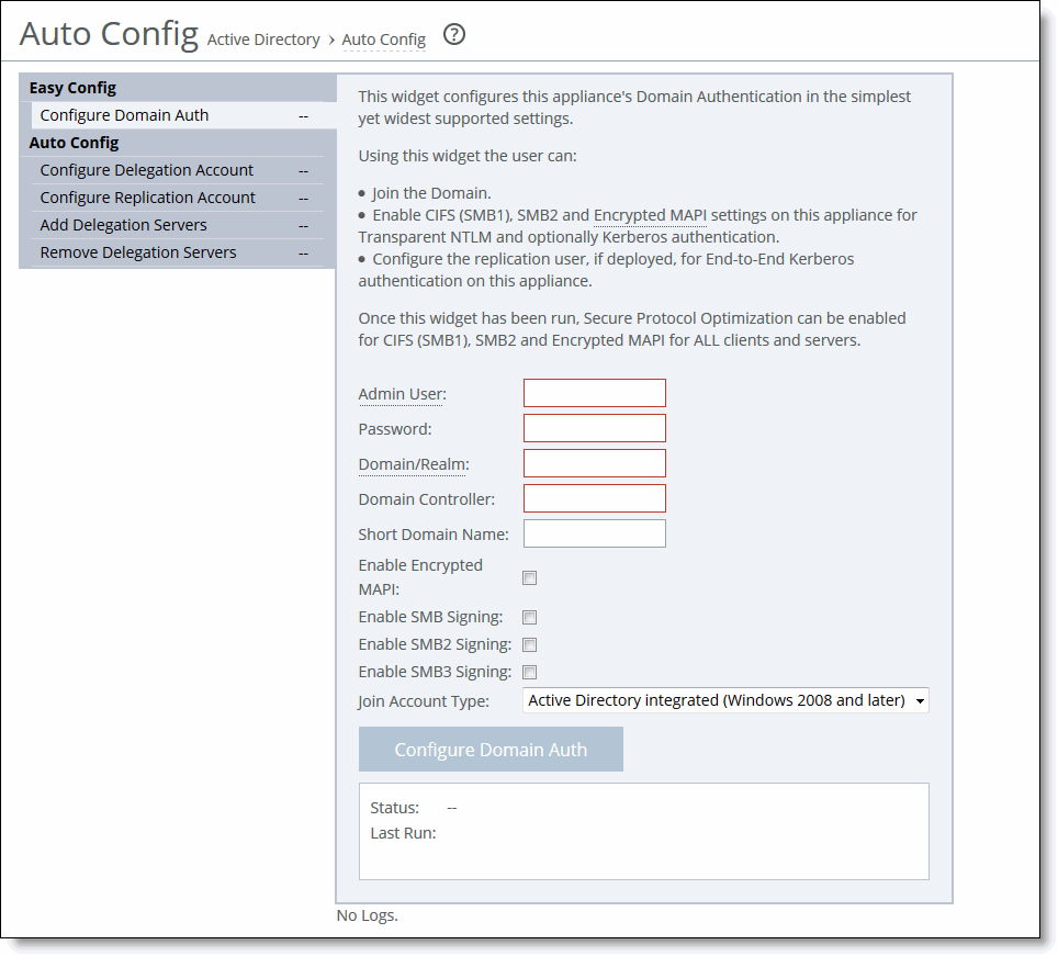 Configuring Domain Authentication Manually