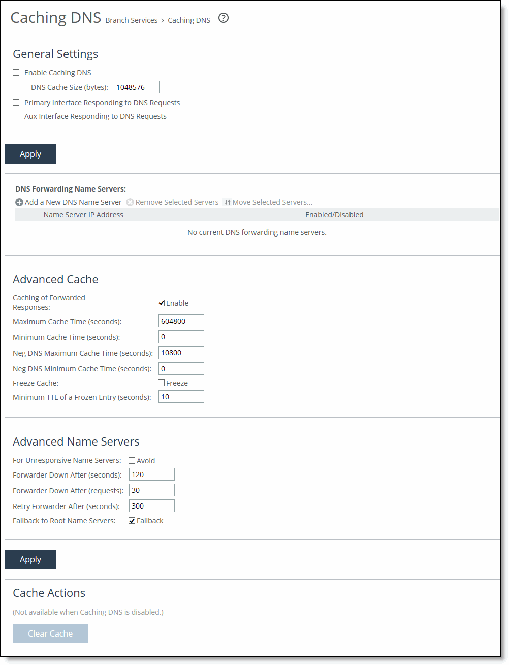 Enabling DNS Caching