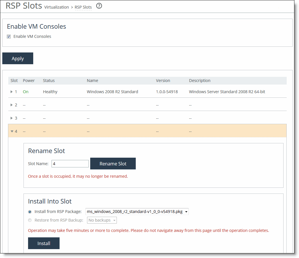 Installing a Package in a Slot