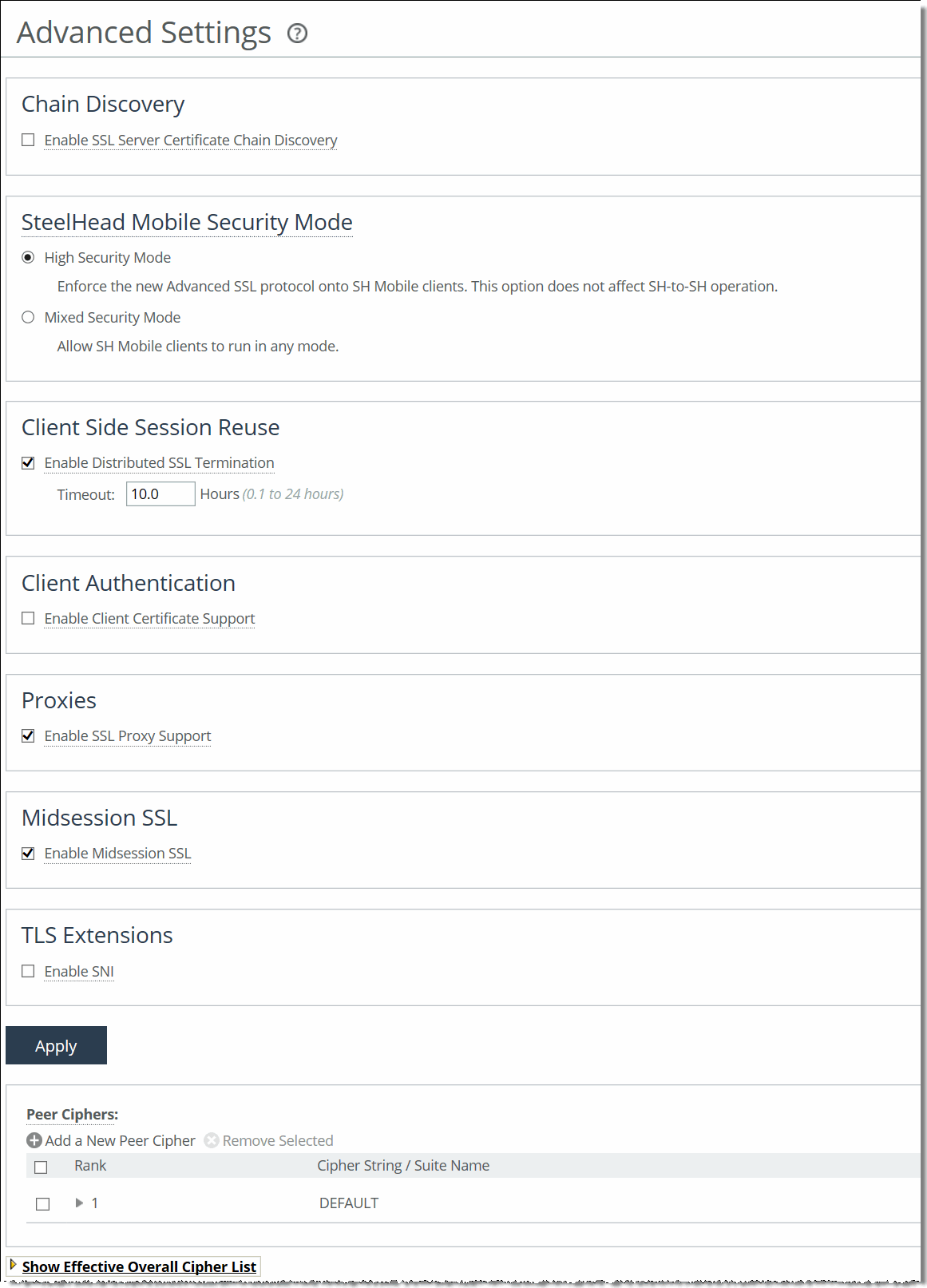 Setting Advanced SSL Options