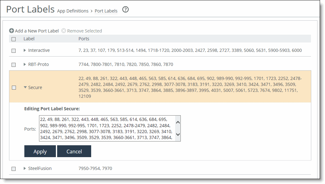 Configuring Port Labels