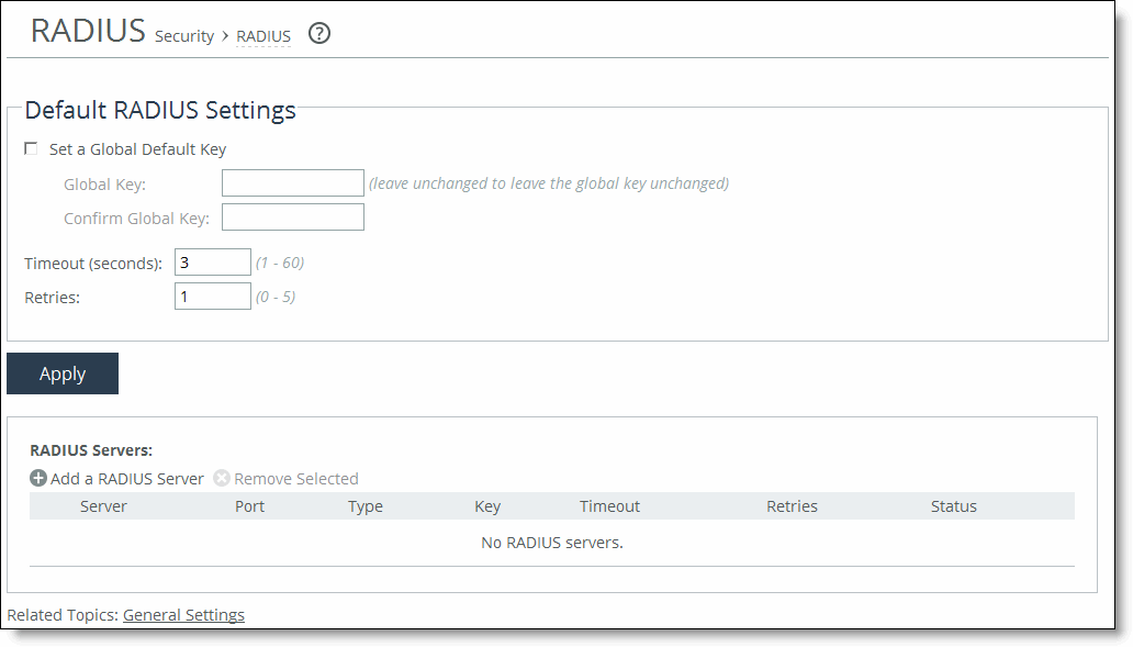 Configuring RADIUS server authentication