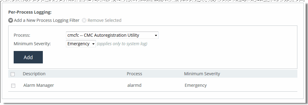 Filtering logs by application or process