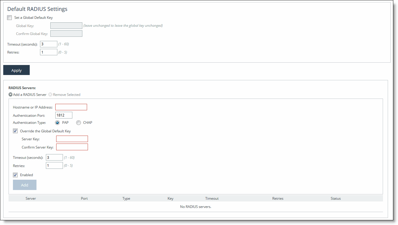 Configuring RADIUS Server Authentication