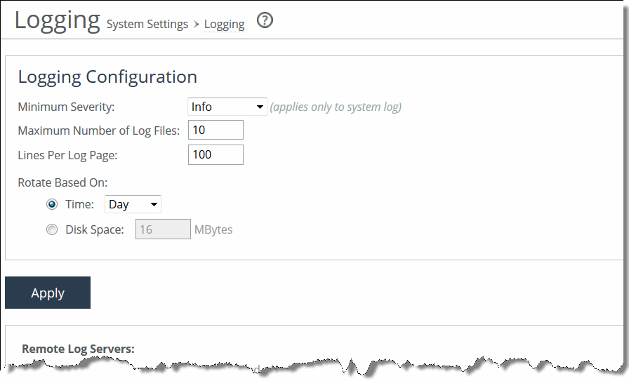 Configuring Log Settings