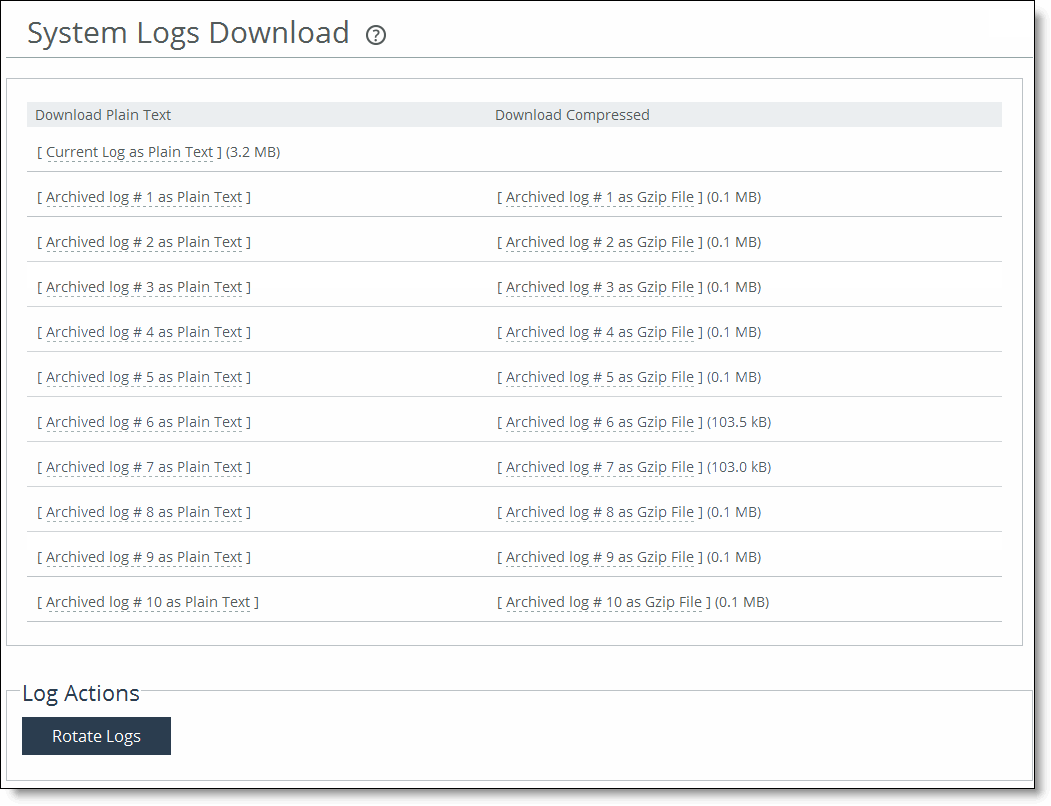 Downloading log files