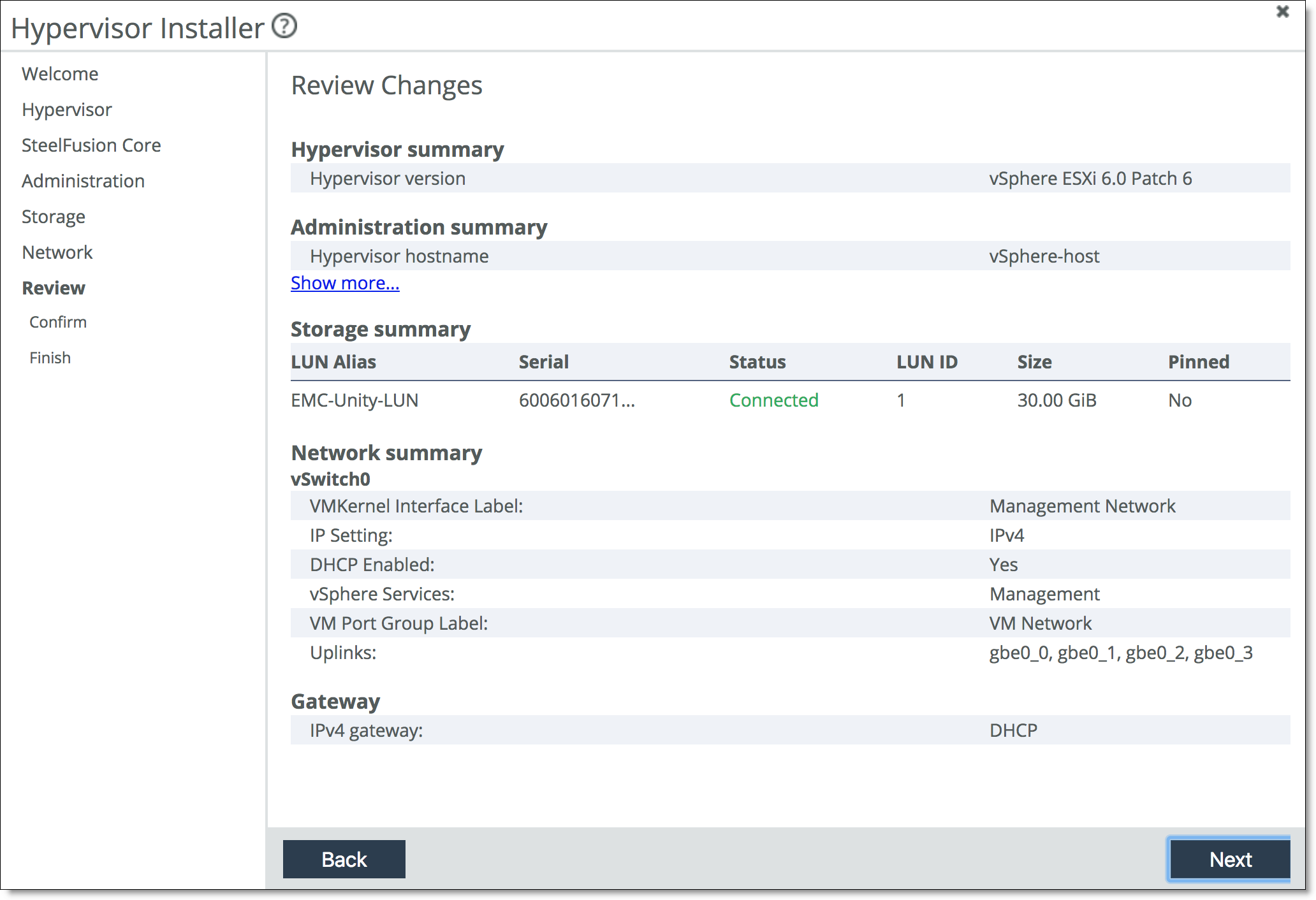 Using the Hypervisor Installer