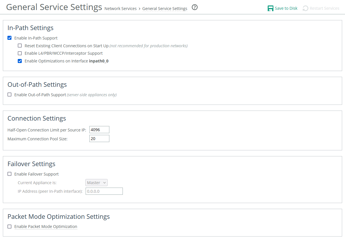 About general service settings