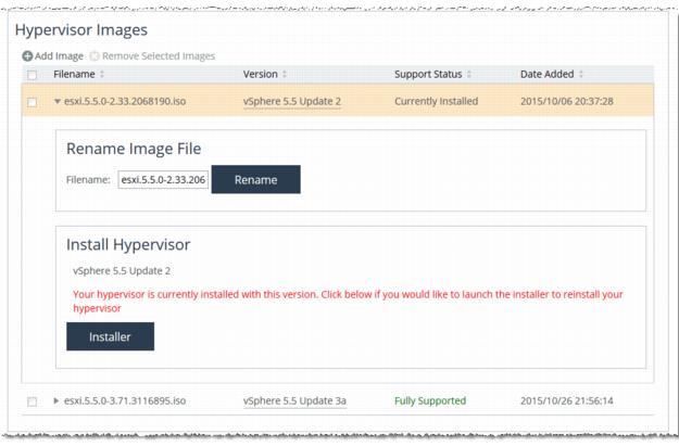 Reinstalling or downgrading the hypervisor version