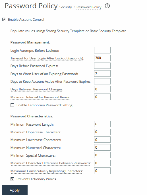 Configuring password policy