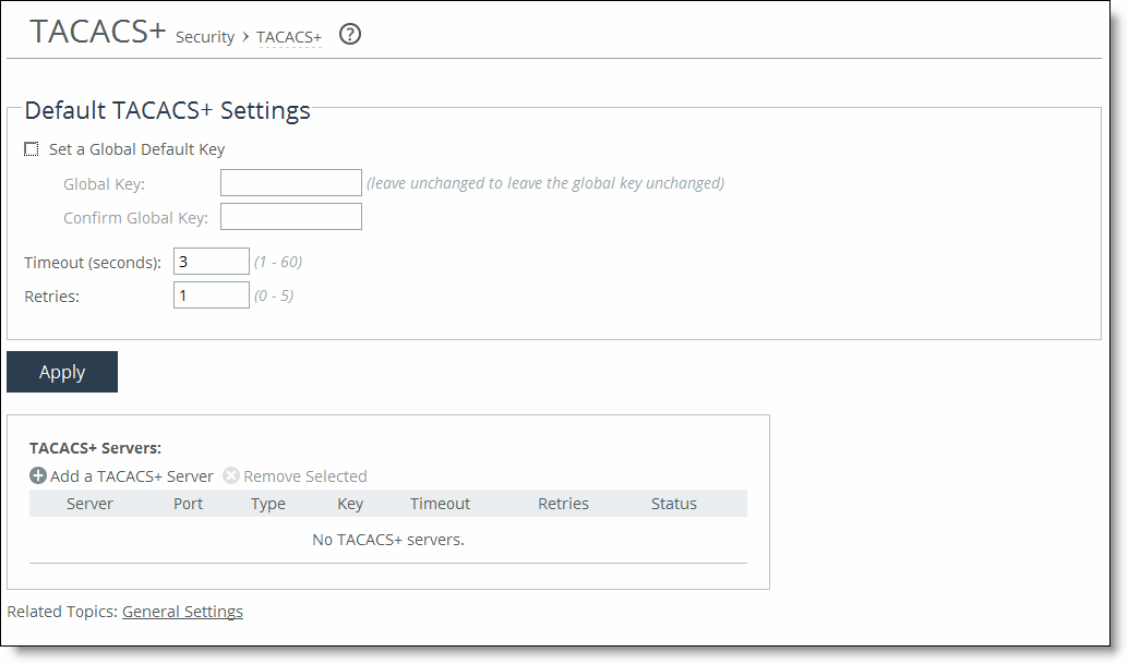 Configuring TACACS+ server authentication