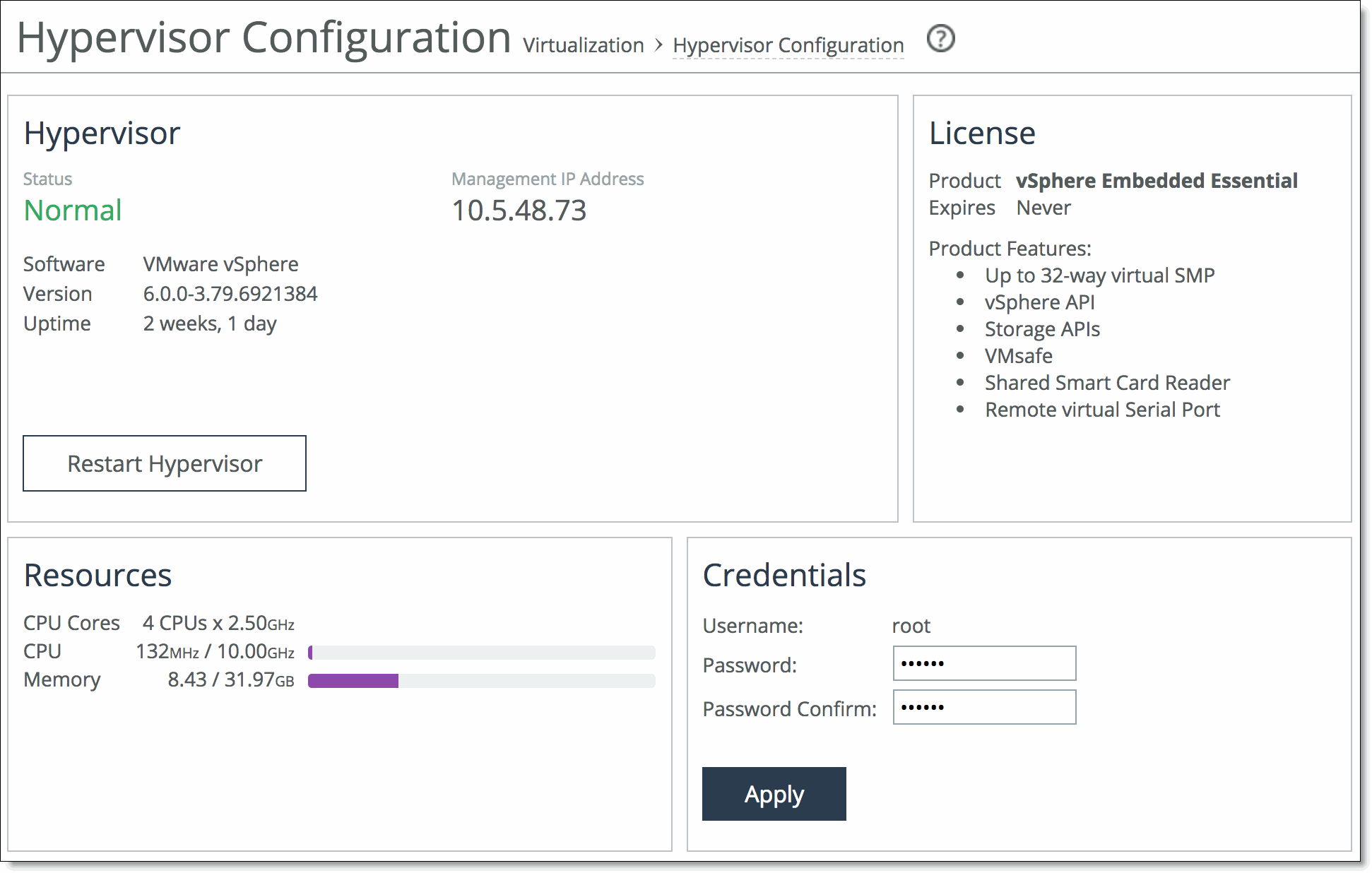 Configuring the hypervisor