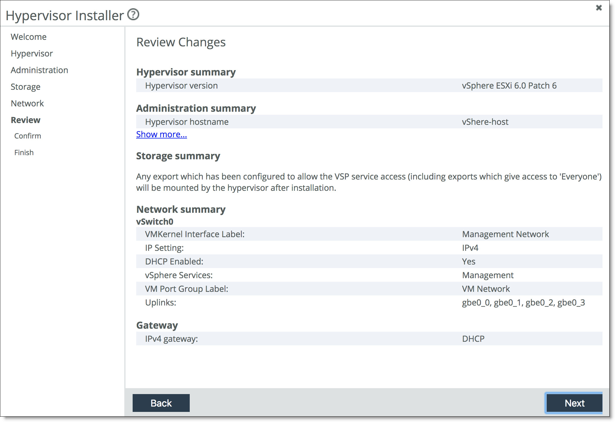 Using the Hypervisor Installer