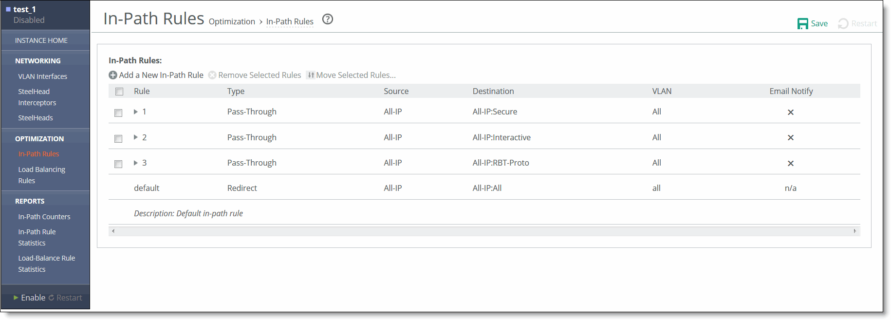 Configuring in-path rules