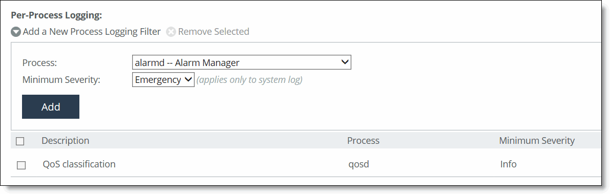 Configuring log settings