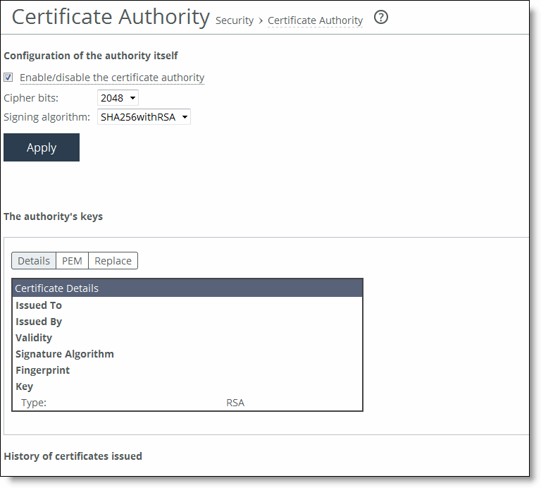 Importing a certificate authority