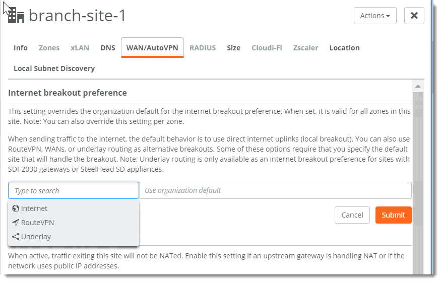 Configuring LAN-Side Internet Breakout on SteelHead SD