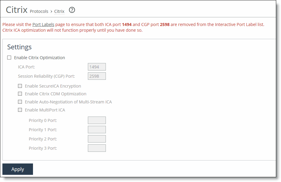 Configuring Citrix optimization
