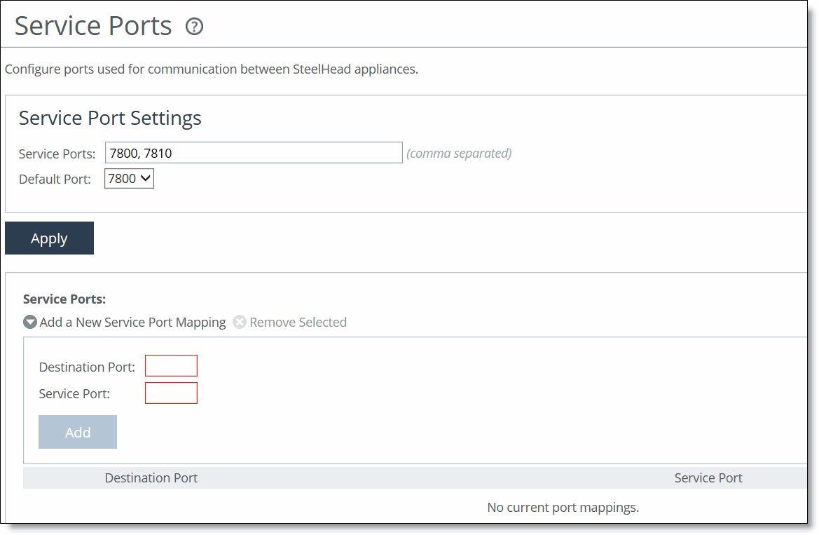 Configuring service ports