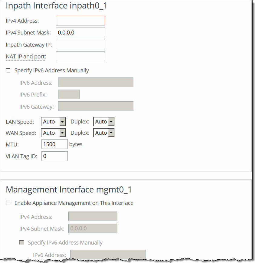 Managing in-path interface settings
