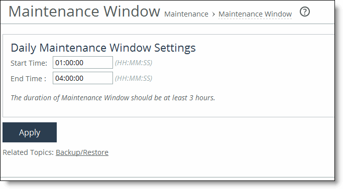 Setting daily maintenance window settings