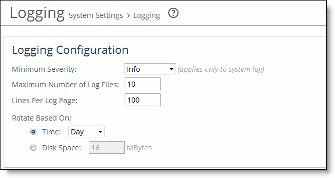 Configuring log settings