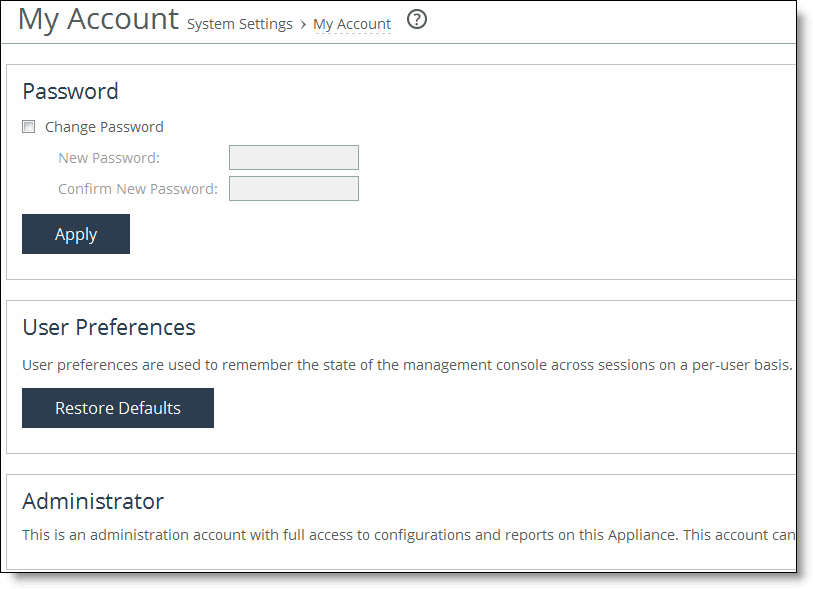 Changing the account password