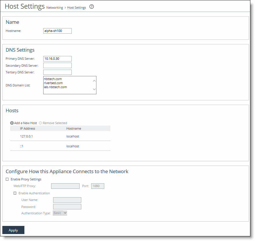 Modifying Host and Network Interface Settings