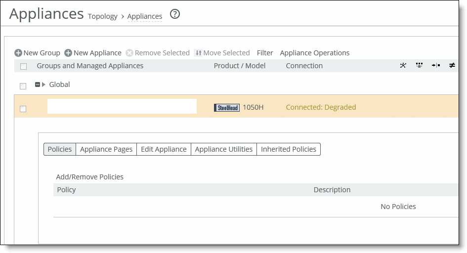 Managing appliance pages
