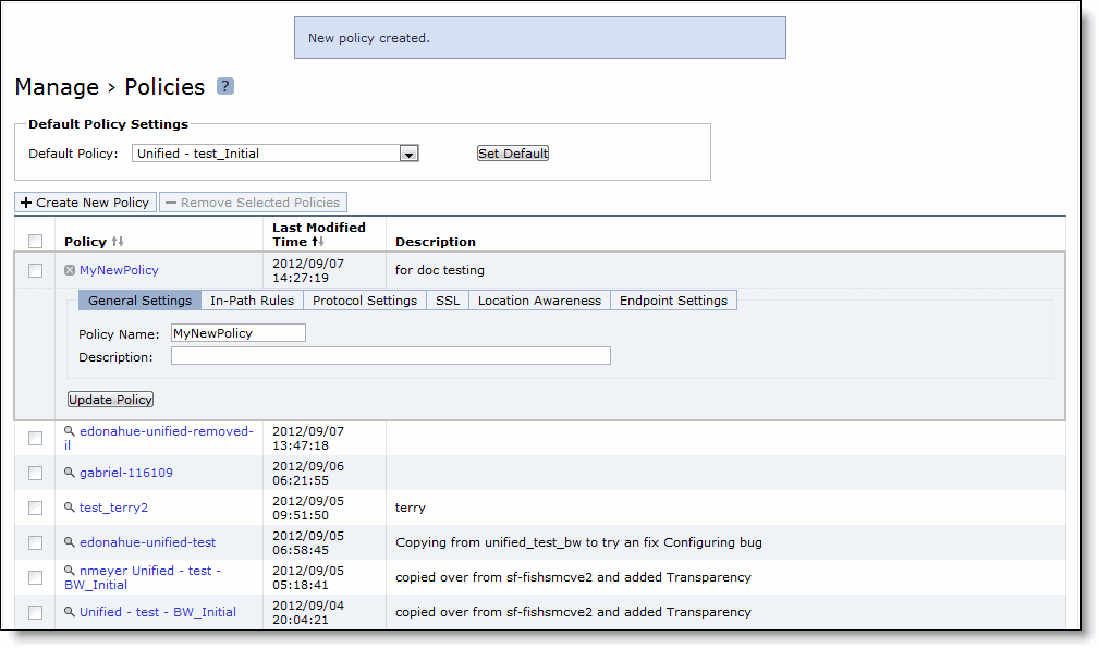 Creating new policies